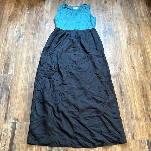 Momoni | Dresses | Momoni Tealblack Silk Sleeveless Maxi Dress | Poshmark